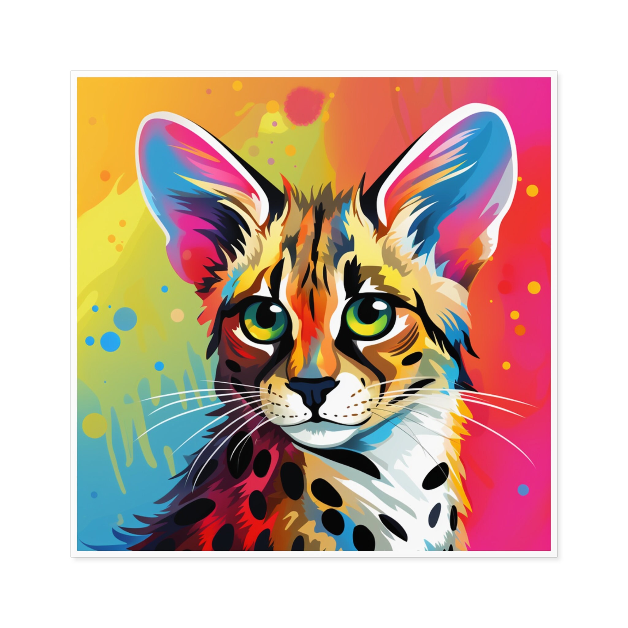 Rainbow Serval Sticker | Square Vinyl Indoor Outdoor | Colorful Wild ...