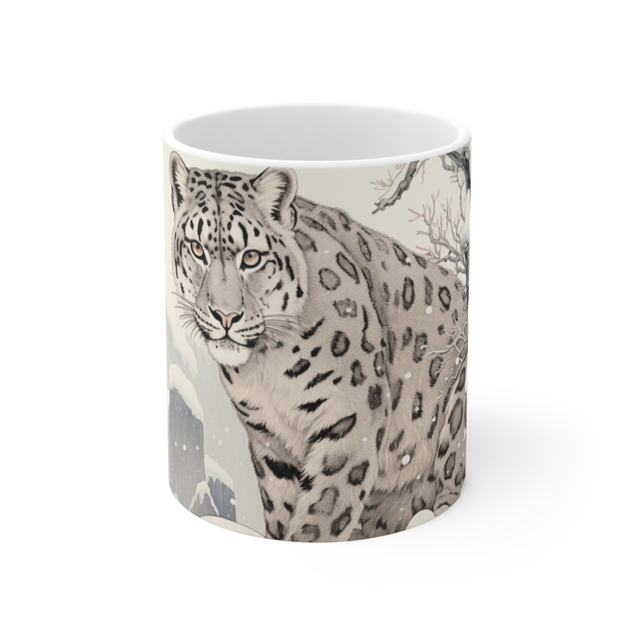 Snow Leopard Mug / Ukiyo-e Style Art / Animal Lover Gift - Etsy