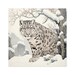 Snow Leopard Sticker / Ukiyo-e Style Art / Square Vinyl Indoor Outdoor ...