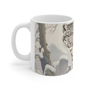 Snow Leopard Mug / Ukiyo-e Style Art / Animal Lover Gift - Etsy