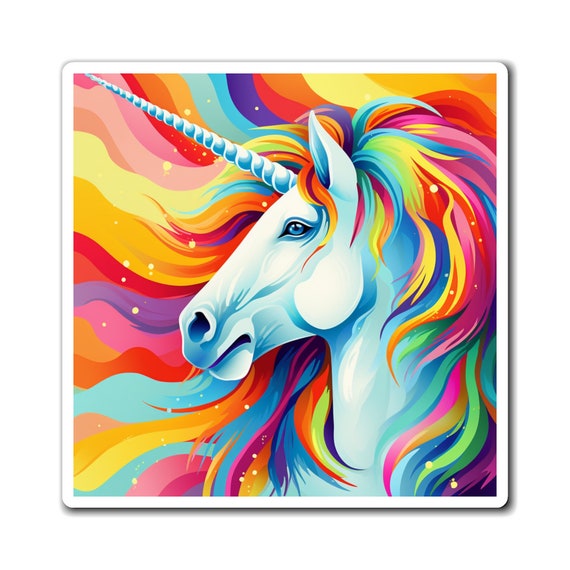 Shop - OurStickerbox.com - Rainbow Unicorn Magnet / Fridge Decor ...