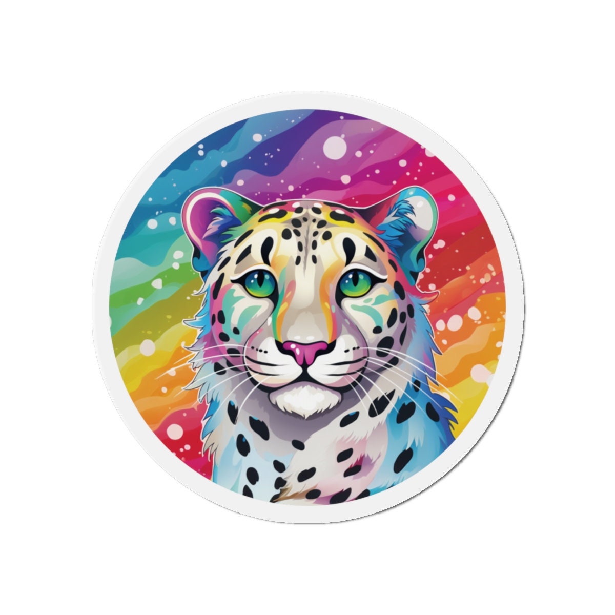 Round Snow Leopard Magnet / Vinyl Fridge Magnet / Home Office Dorm Decor / Gift for Animal Lover ...