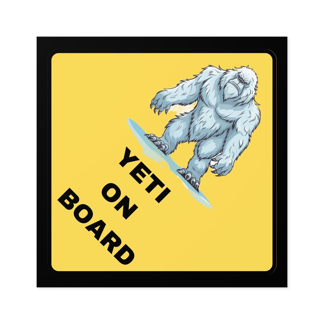 Scary Blue Yeti on Board Square Sticker / Baby on Board / Vinyl Indoor ...