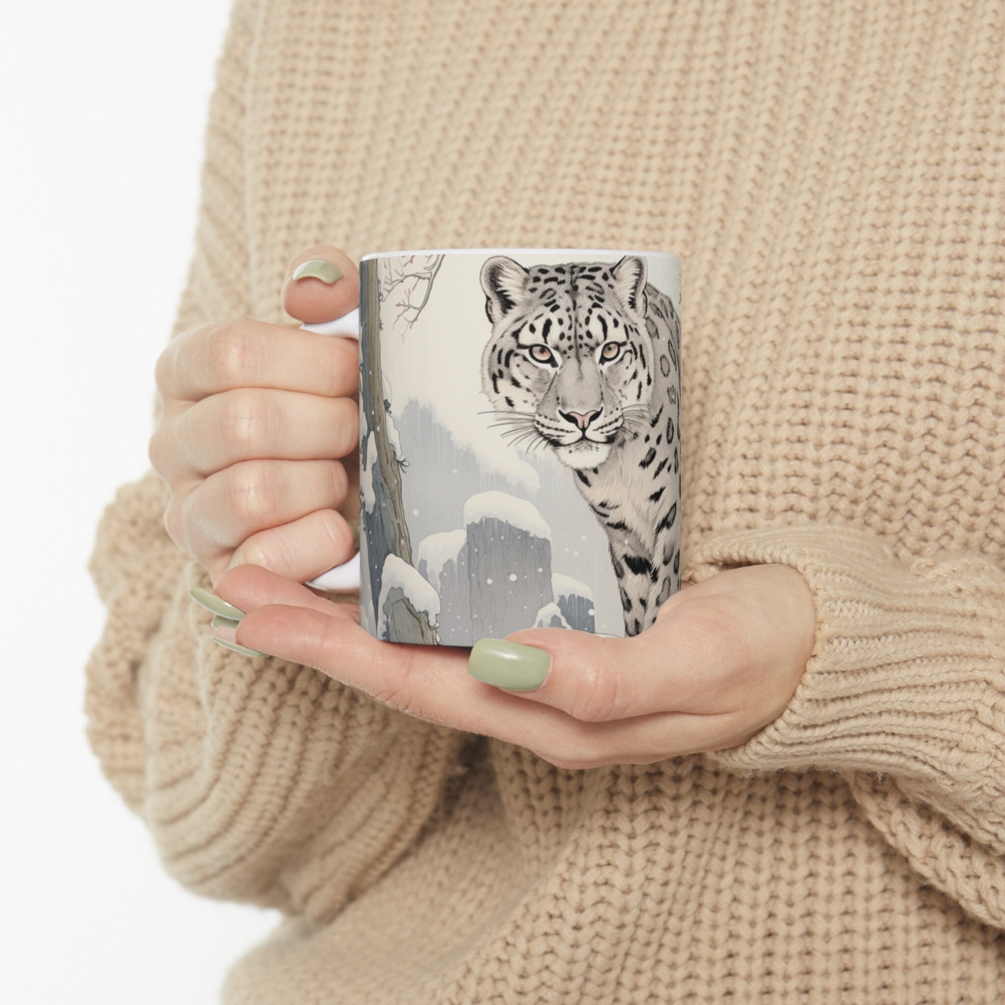 Snow Leopard Mug / Ukiyo-e Style Art / Animal Lover Gift - Etsy