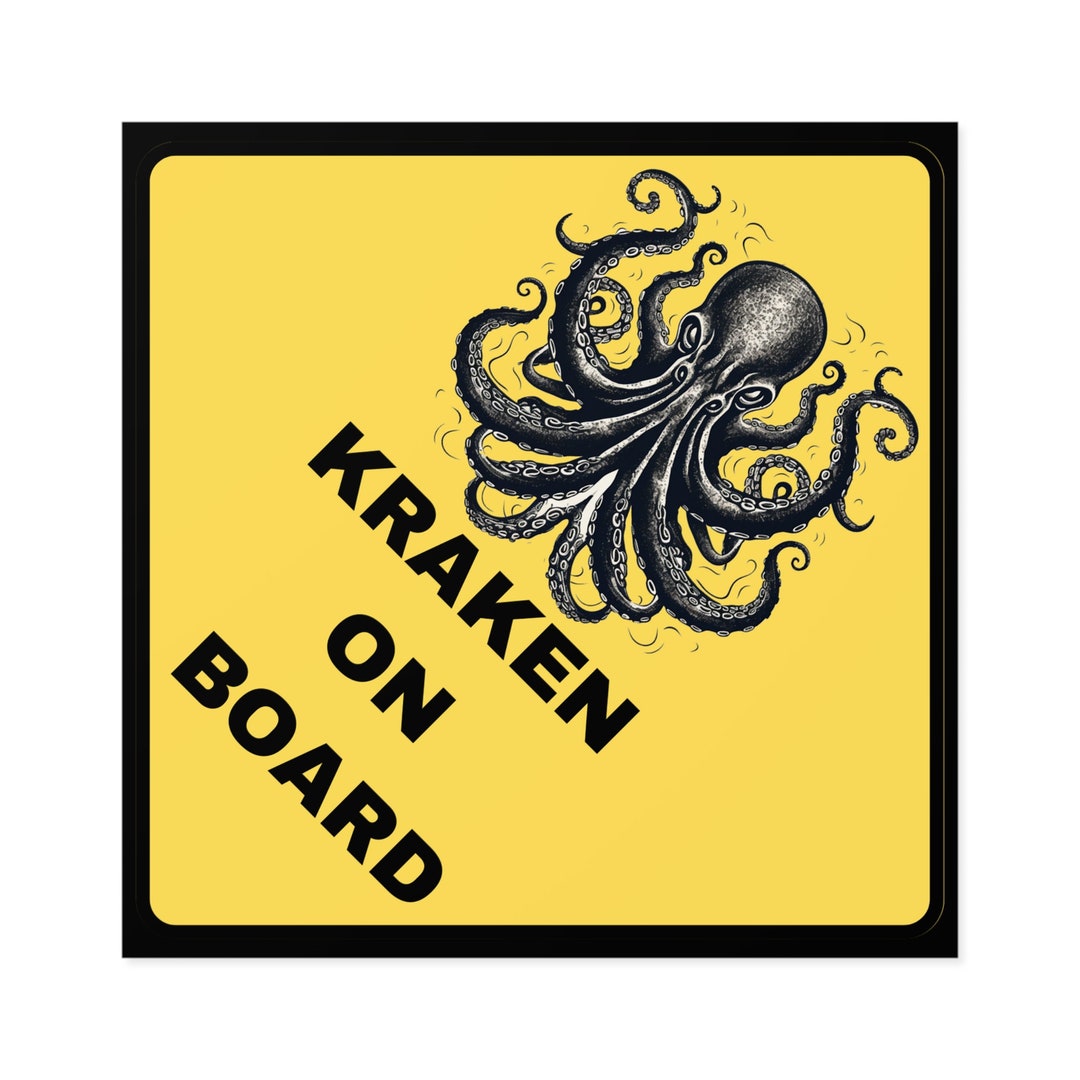 Black Kraken on Board Sticker / Square Vinyl / Baby on Board / Gift for ...