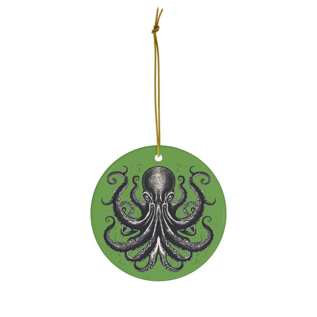 Black Kraken Ornament | Green Ceramic | Sea Monster Gift | Holiday - Etsy