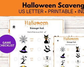 Halloween Scavenger Hunt Printable Game Sheet, Halloween Party Game ...