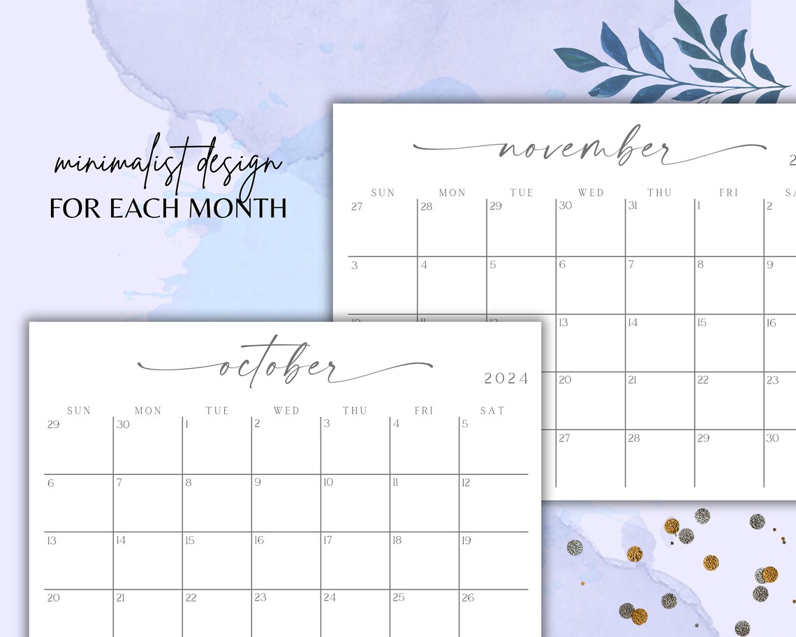 Printable Calendar 2023 2024, Horizontal Minimalist, Daily Planner ...
