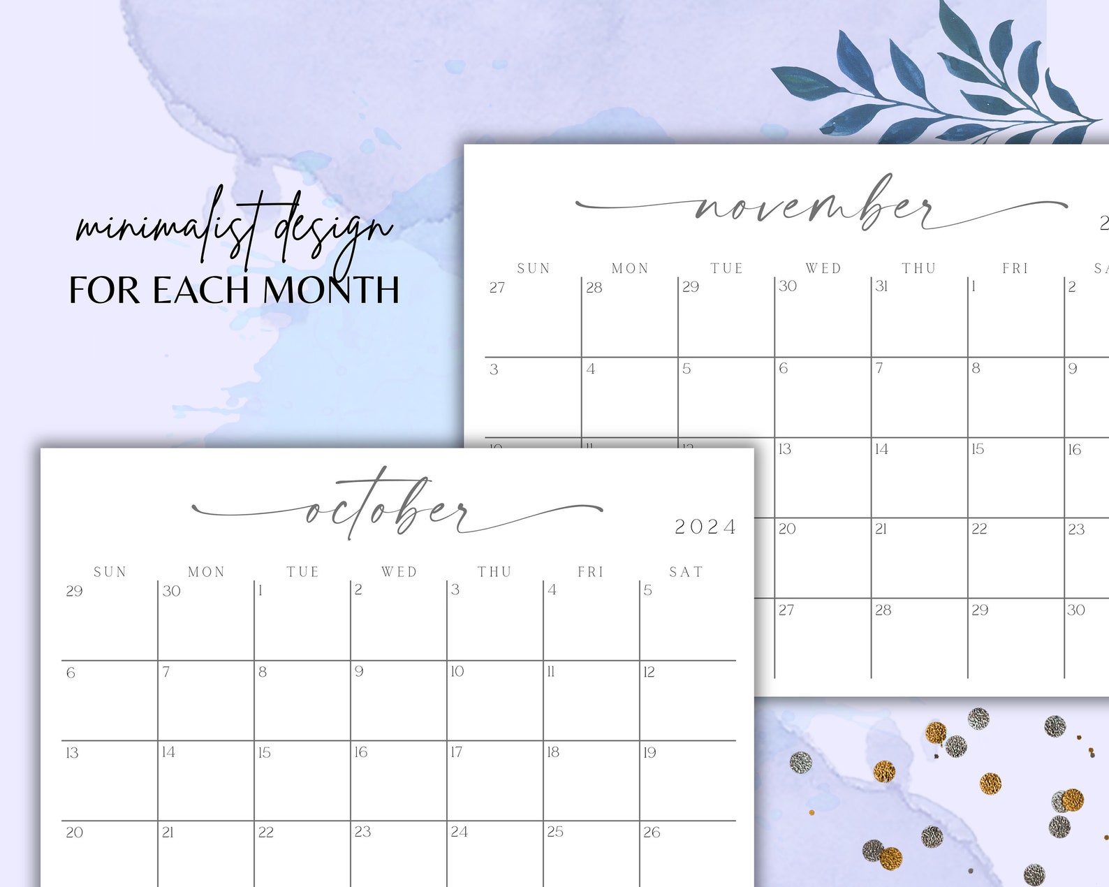 Printable Calendar 2023 2024, Horizontal Minimalist, Daily Planner ...