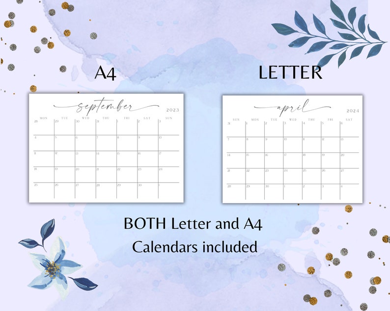 Printable Calendar 2023 2024, Horizontal Minimalist, Daily Planner ...