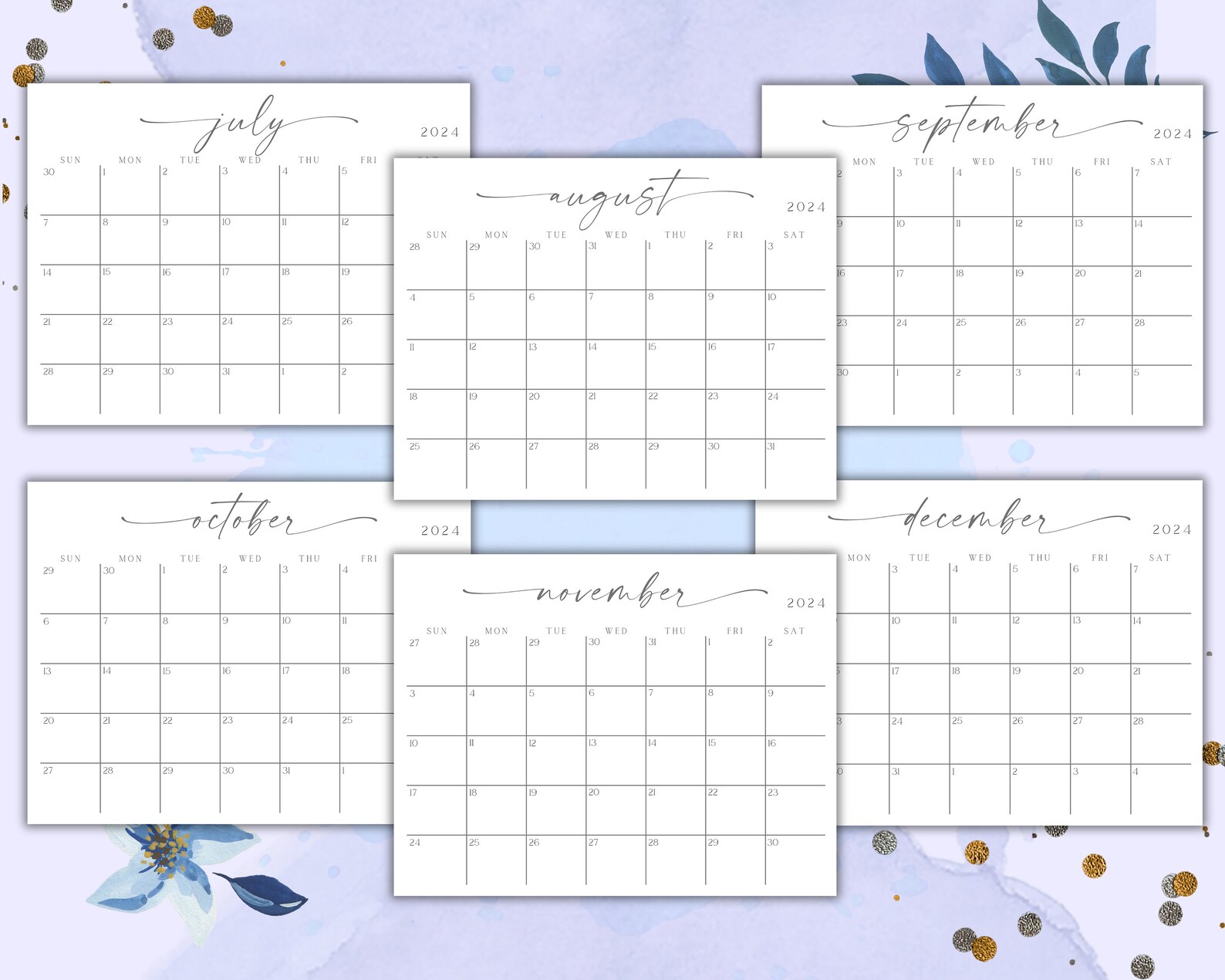 Printable Calendar 2023 2024, Horizontal Minimalist, Daily Planner ...