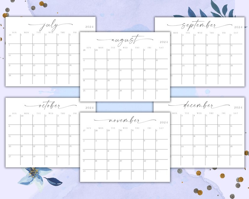 Printable Calendar 2023 2024, Horizontal Minimalist, Daily Planner ...