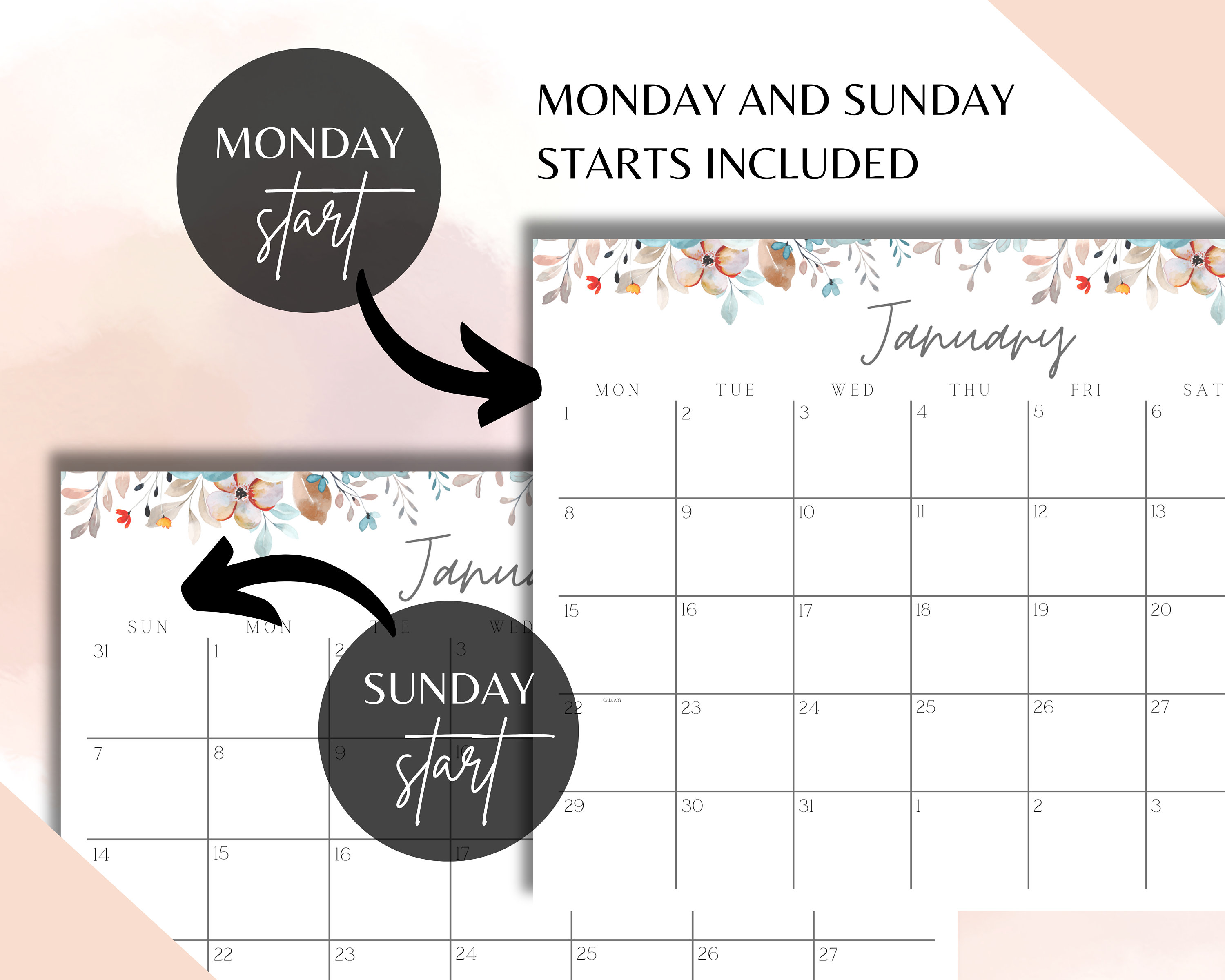 2023 2024 Calendars,printable Landscape Monthly Calendars,daily Planner ...