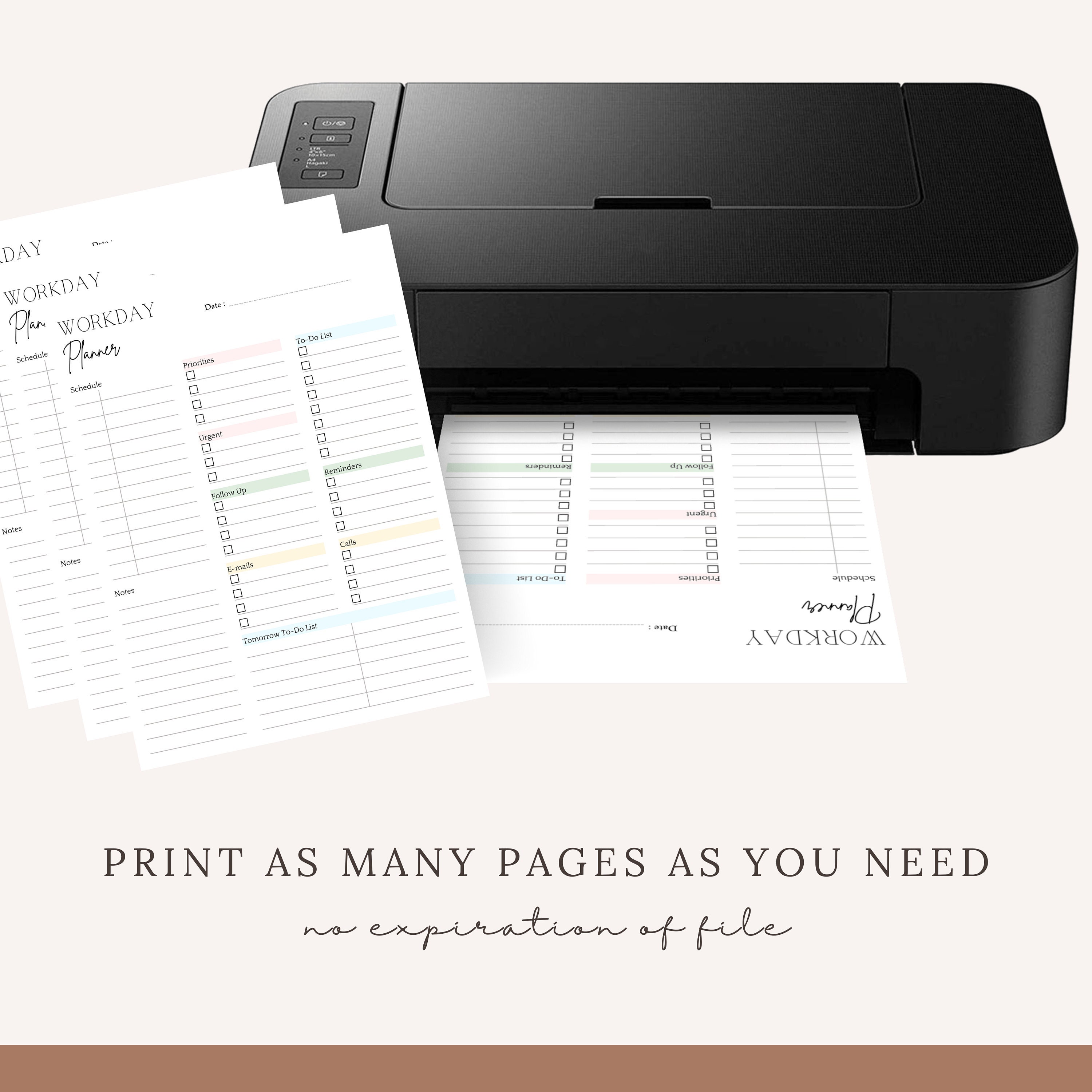 Daily Work Planner, Digital Download Printable, Work From Home ...