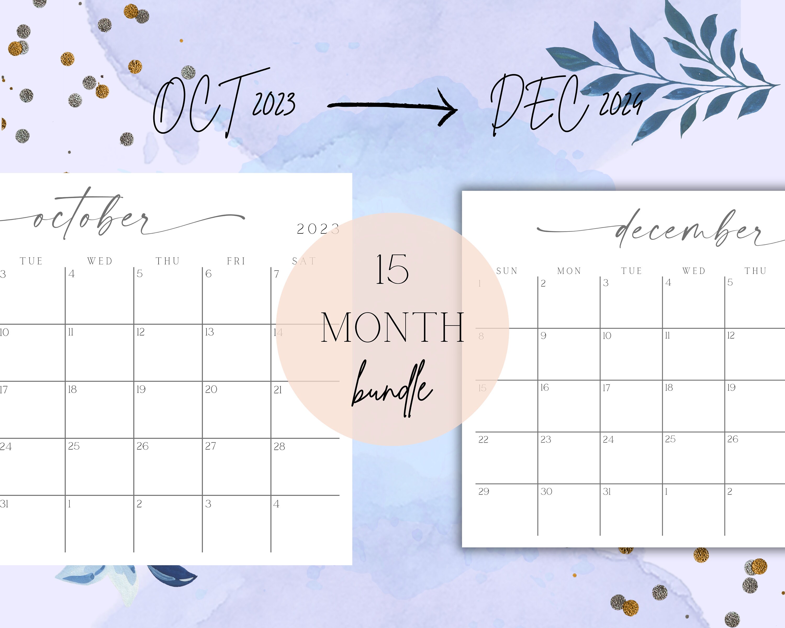 Printable Calendar 2023 2024, Horizontal Minimalist, Daily Planner ...