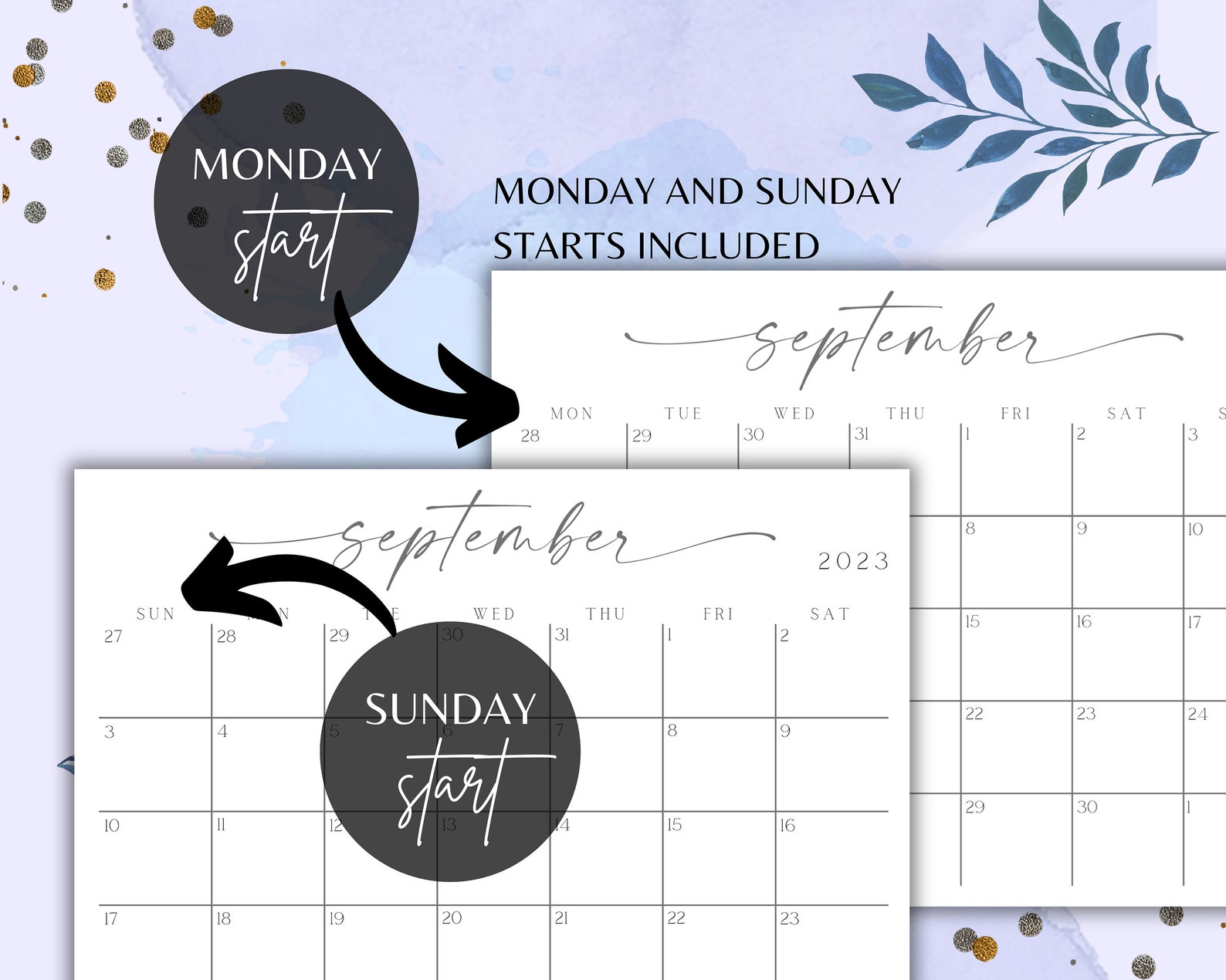 Printable Calendar 2023 2024, Horizontal Minimalist, Daily Planner ...