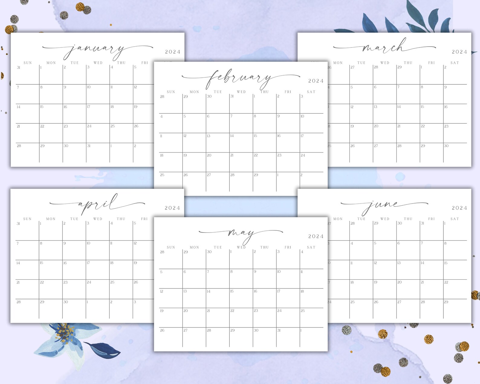 Printable Calendar 2023 2024, Horizontal Minimalist, Daily Planner ...