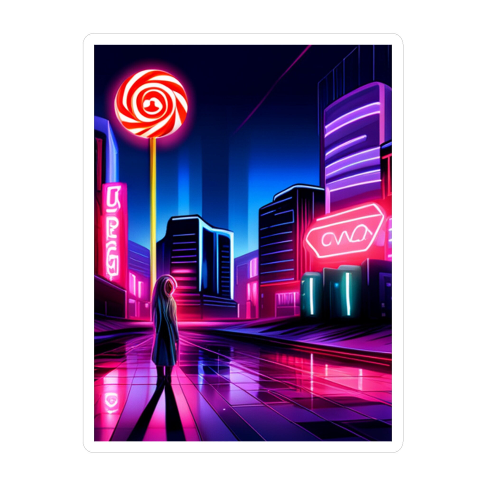 Kiss-cut Vinyl Decals Sci-fi, Digital Painting, Vibrant, Neon Lights ...
