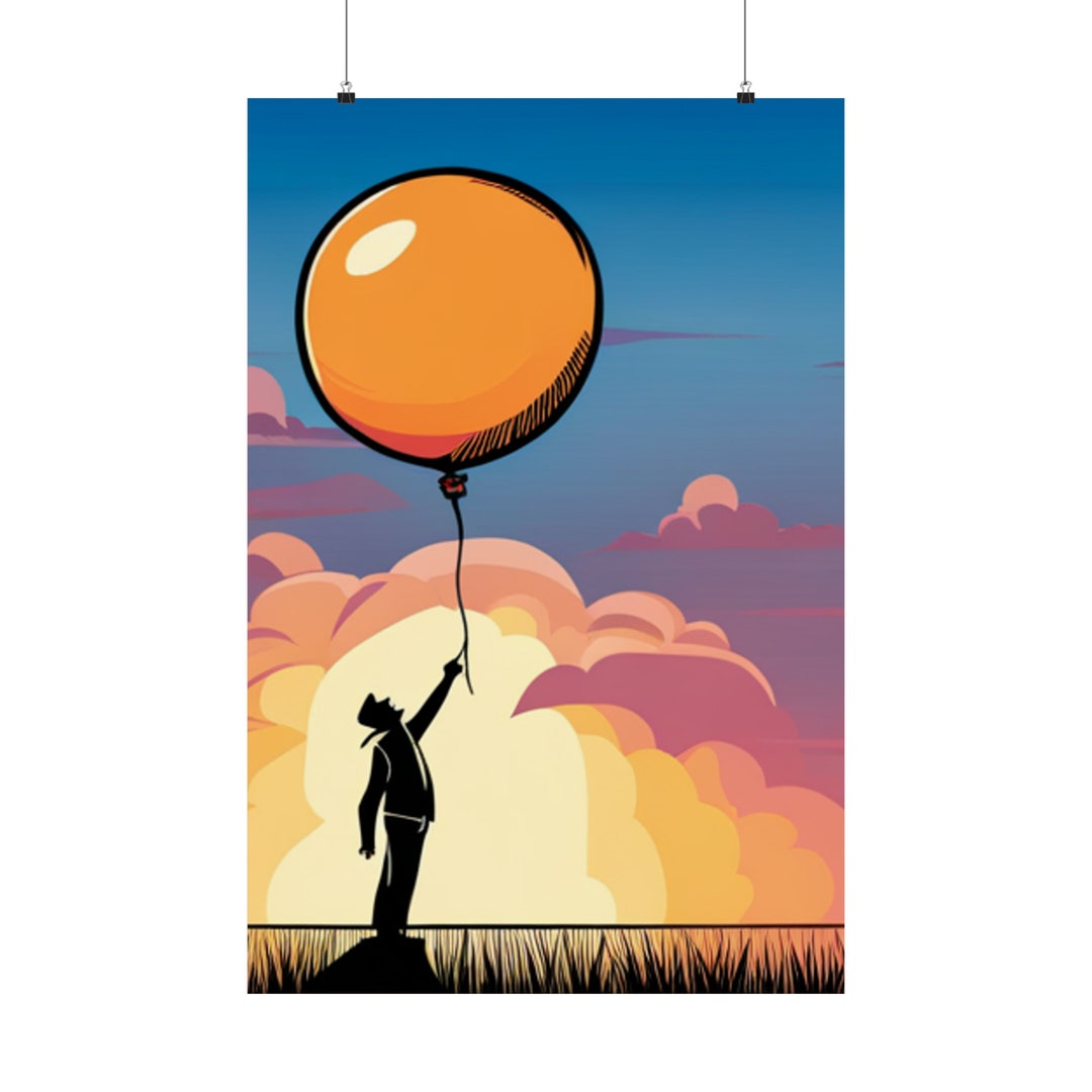 Matte Vertical Posters Guy Releasing Balloon - Etsy