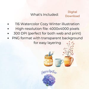 116cozy Winter Hygge Watercolor Clip Art Bundle, Hand Painted Holiday ...