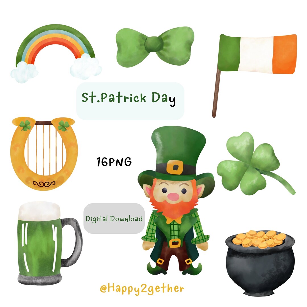 St.patrick Day, Clip Art, Digital Download,instant Download,watercolor ...