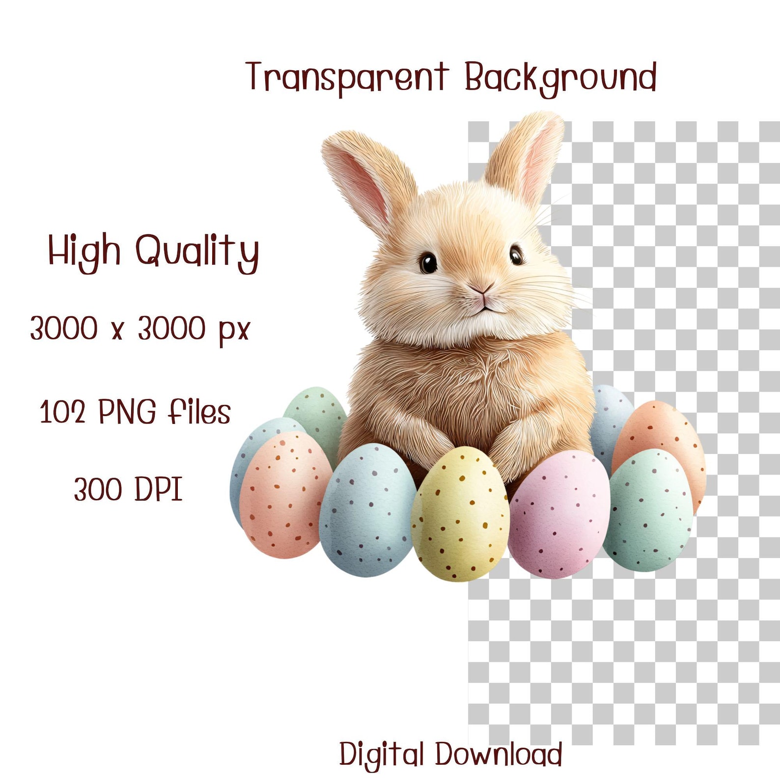 Watercolor Bunny Easter Clip Art Set - Adorable Spring Rabbit ...