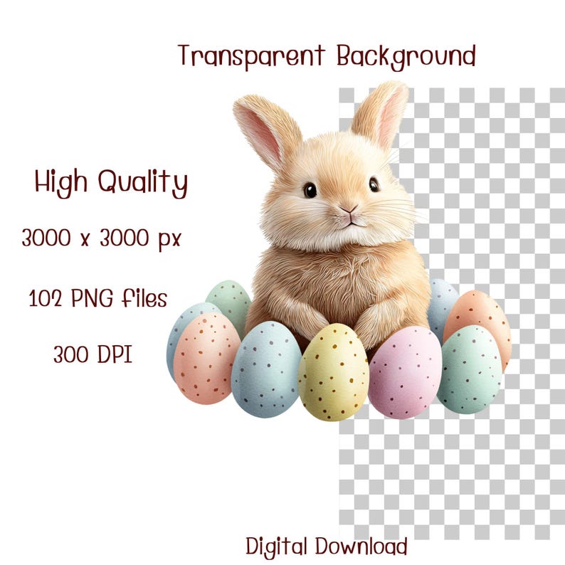 Watercolor Bunny Easter Clip Art Set - Adorable Spring Rabbit ...