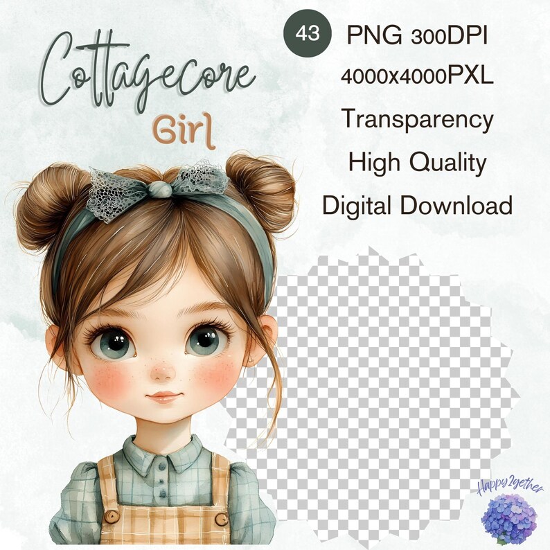 43 Cottagecore Girl Clip Art , Watercolor PNG Files ,digital Art for ...