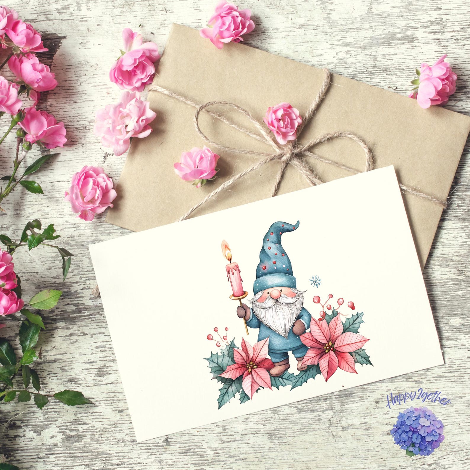 57 Cute Watercolor Christmas Gnomes Clipart Bundle: Adorable Gnomes ...