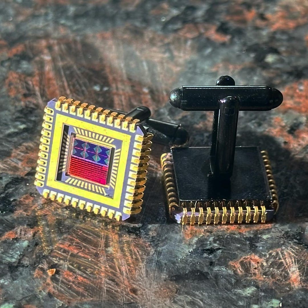 Cufflinks Recycled IC Chip: Handmade Gold-plated Tech Jewelry - Etsy