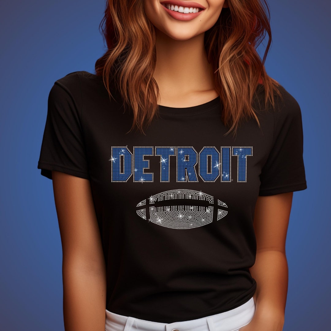 Detroit Football Rhinestone Shirt: Game Day Sparkle Tee - Etsy