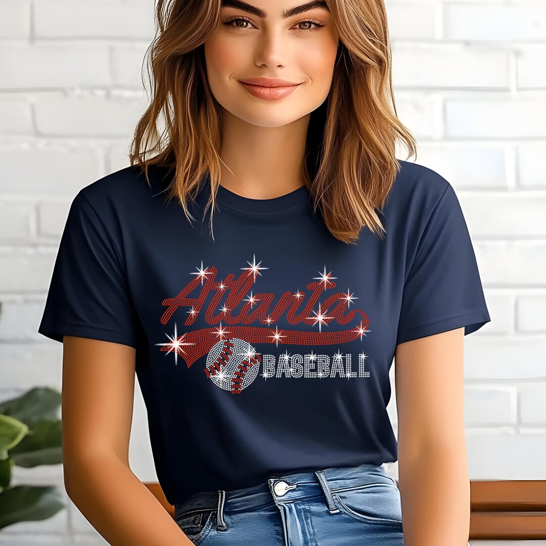 Atlanta Baseball Rhinestone Shirt: Baseball Fan Apparel - Etsy