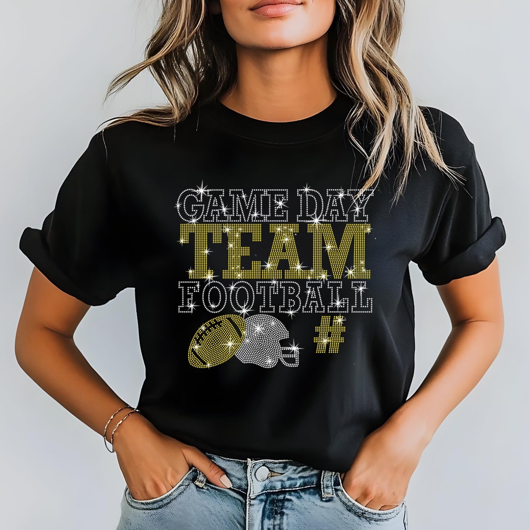 Personalized Football Team Name Rhinestone Shirt, Custom Football Tee ...