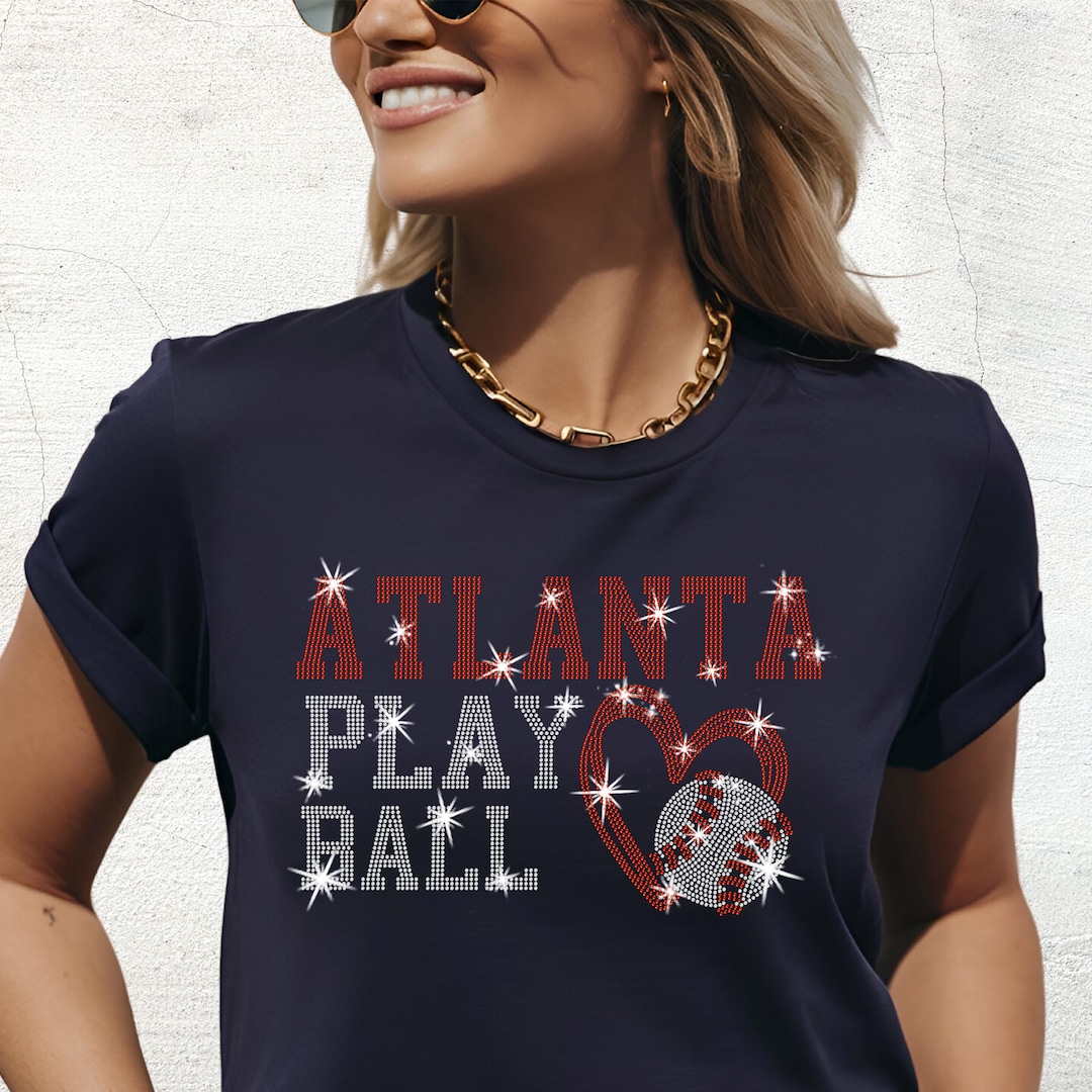 Atlanta Rhinestone Baseball Shirt: Baseball Fan Apparel - Etsy