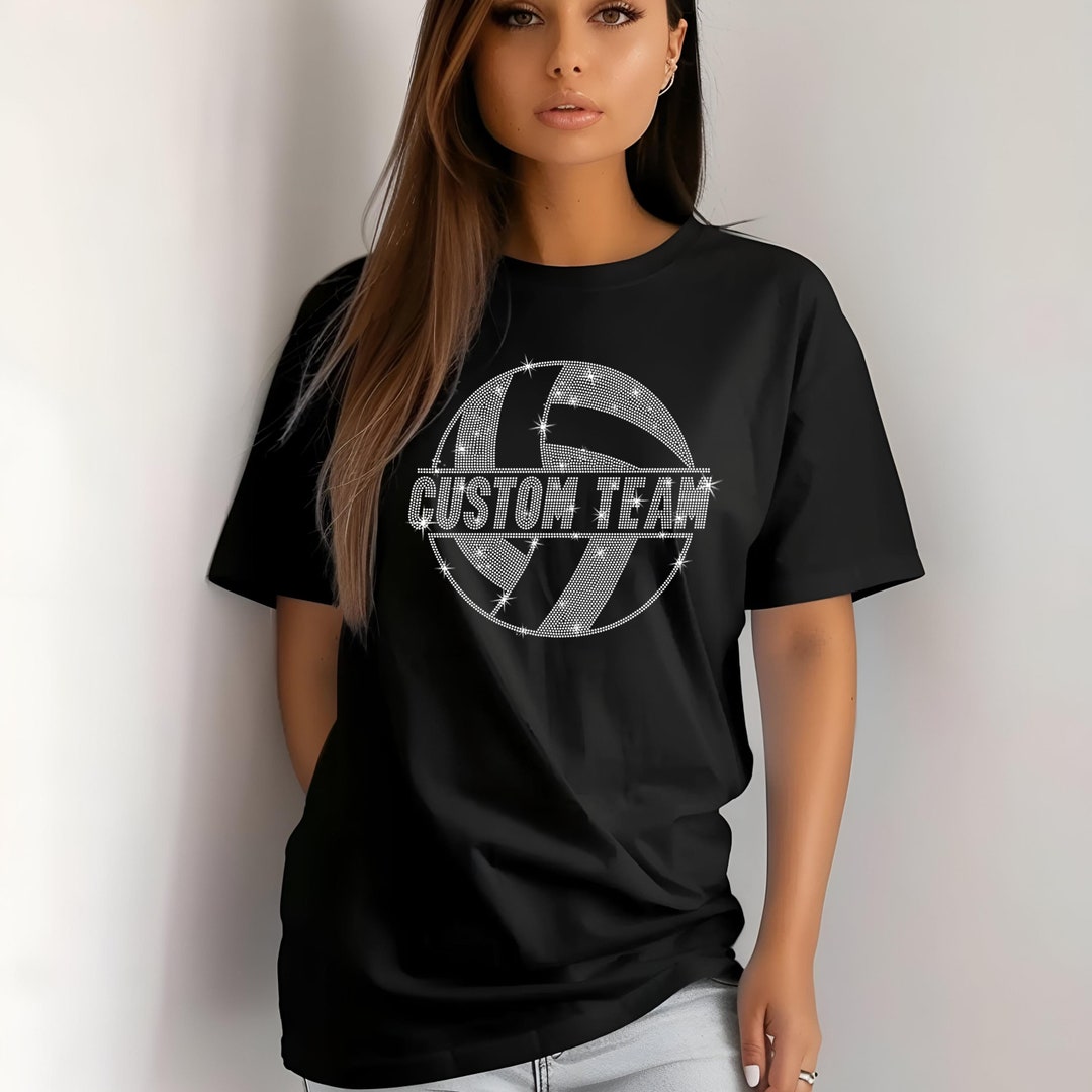 Volleyball Custom Team Rhinestone Shirt, Personalized Sporty Gift ...