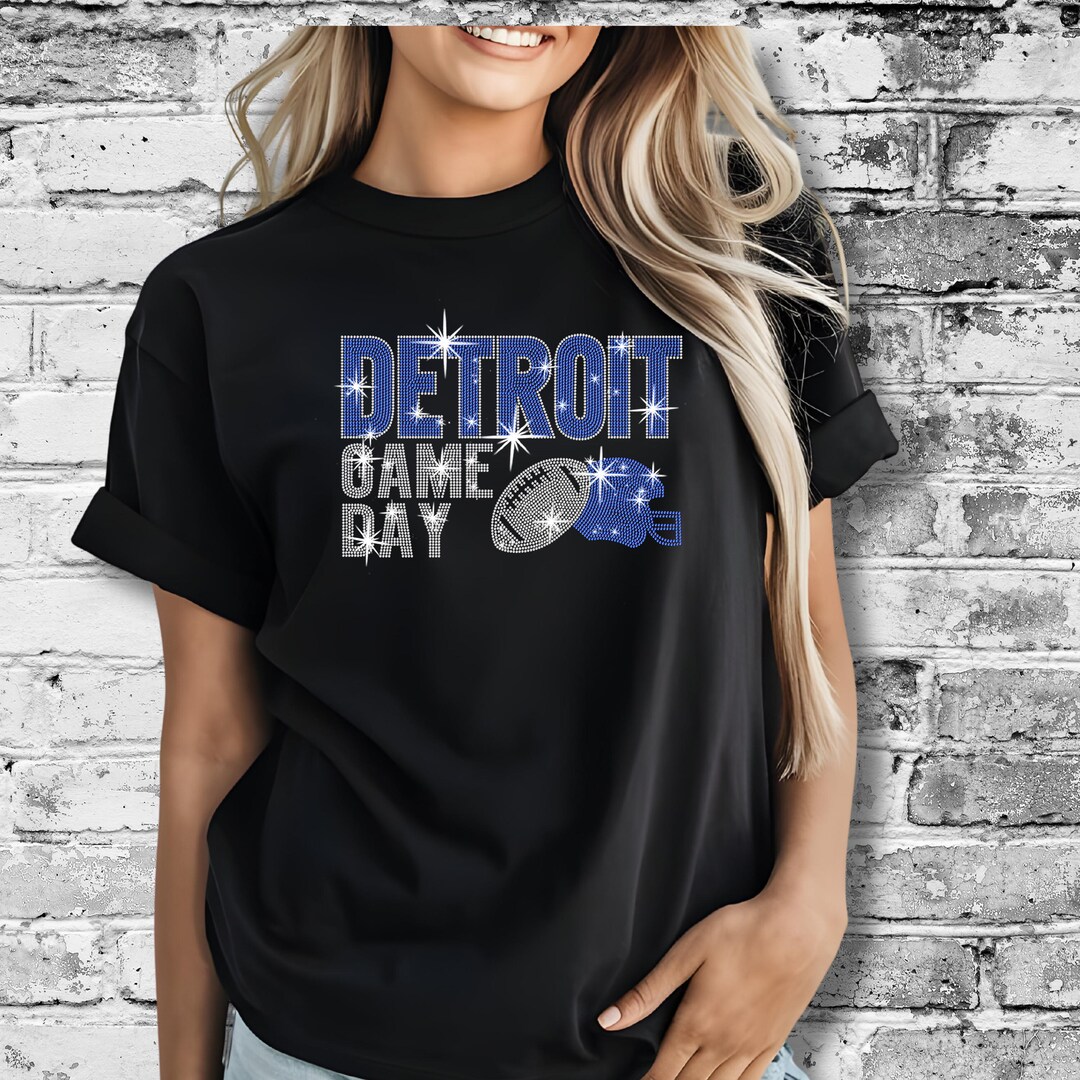 Detroit Football Rhinestone Shirt: Game Day Sparkle Tee - Etsy