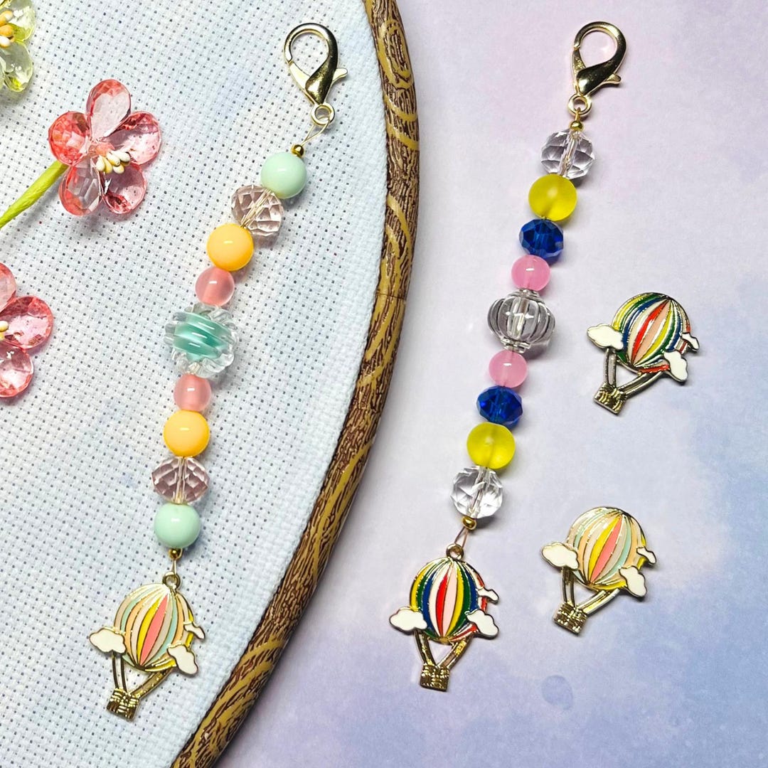 Hot Air Balloon Scissor Fob or Needle Minder | Project Bag Zipper Pull ...