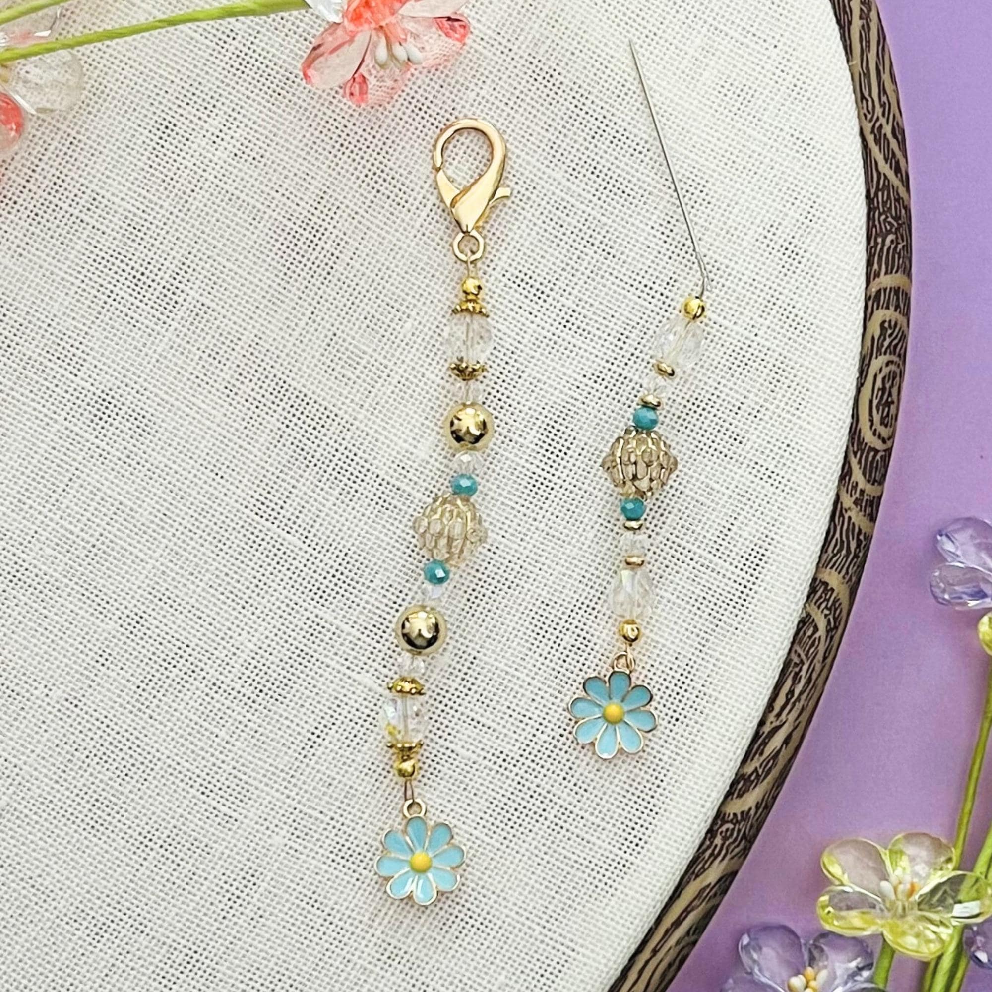 Blue and Gold Accent Flower Charm Bead Scissor Fob | Frogger, Stitch ...