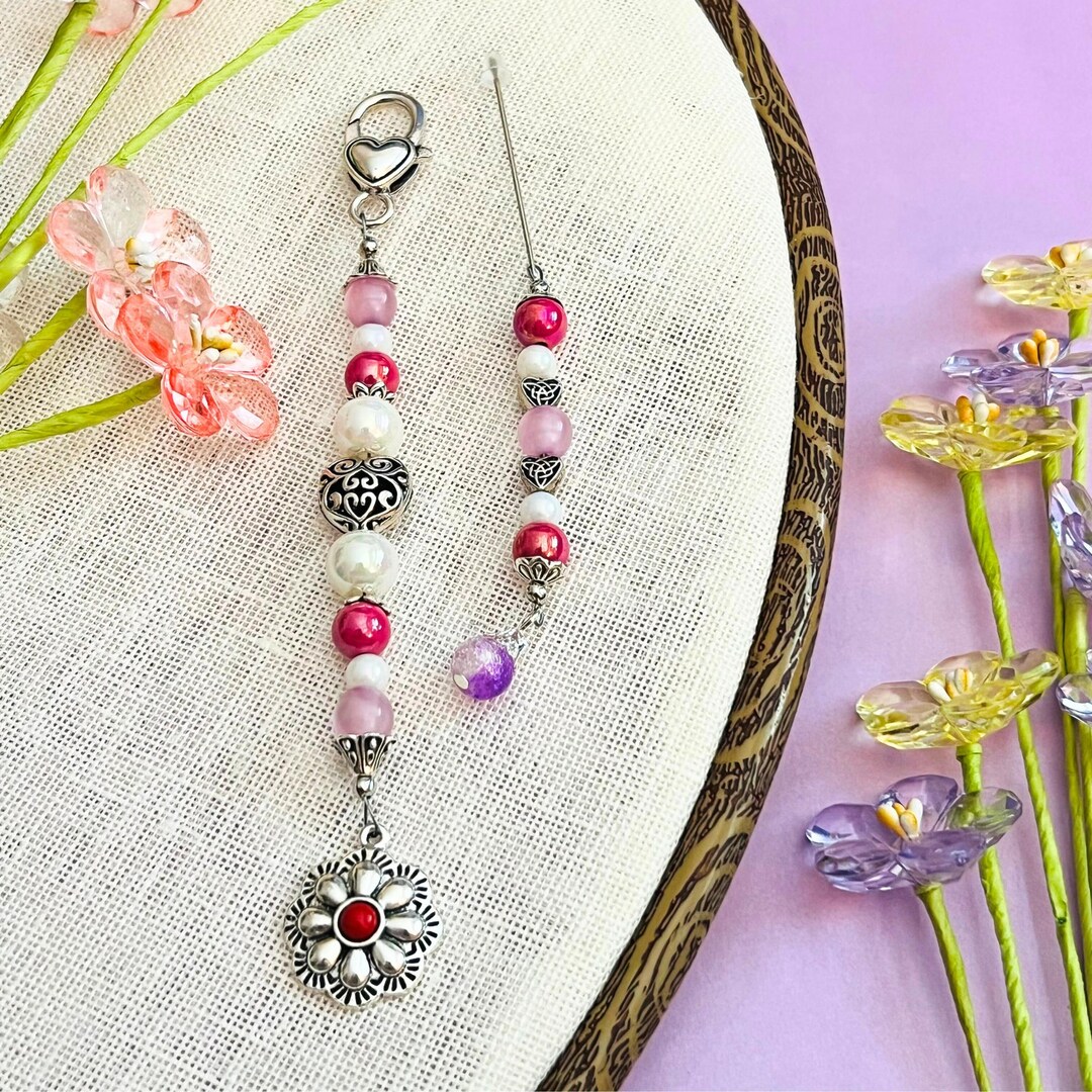Silver Tone Heart & Flower Scissor Fob | Frogger, Stitch Picker, Thread ...