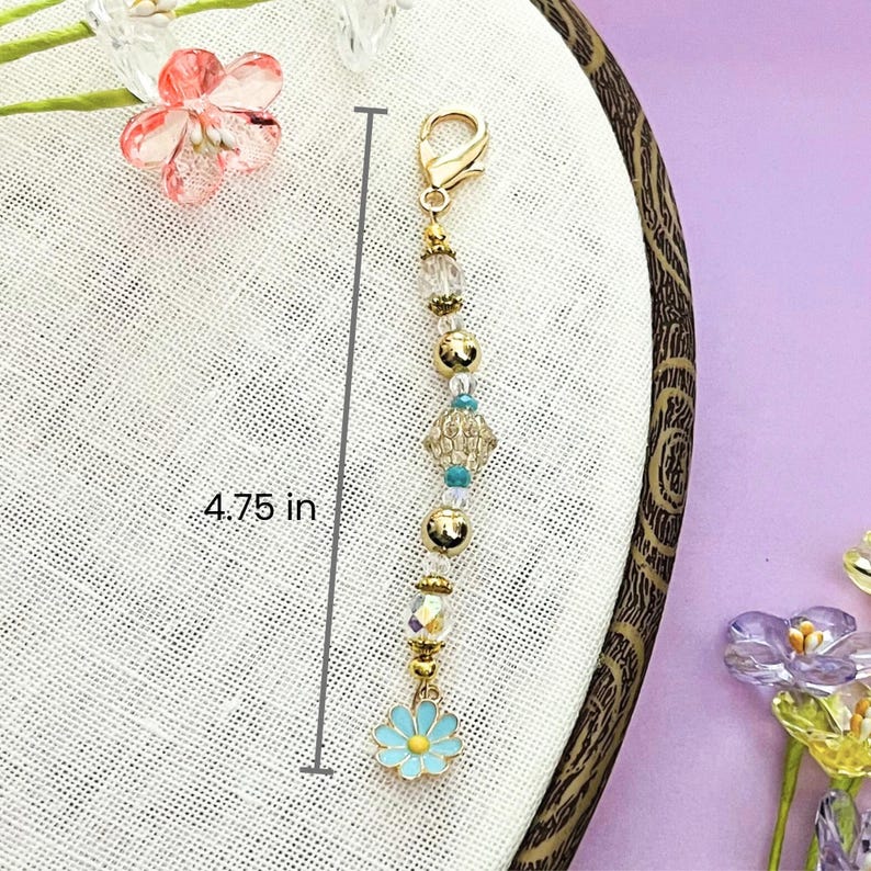 Blue and Gold Accent Flower Charm Bead Scissor Fob | Frogger, Stitch ...