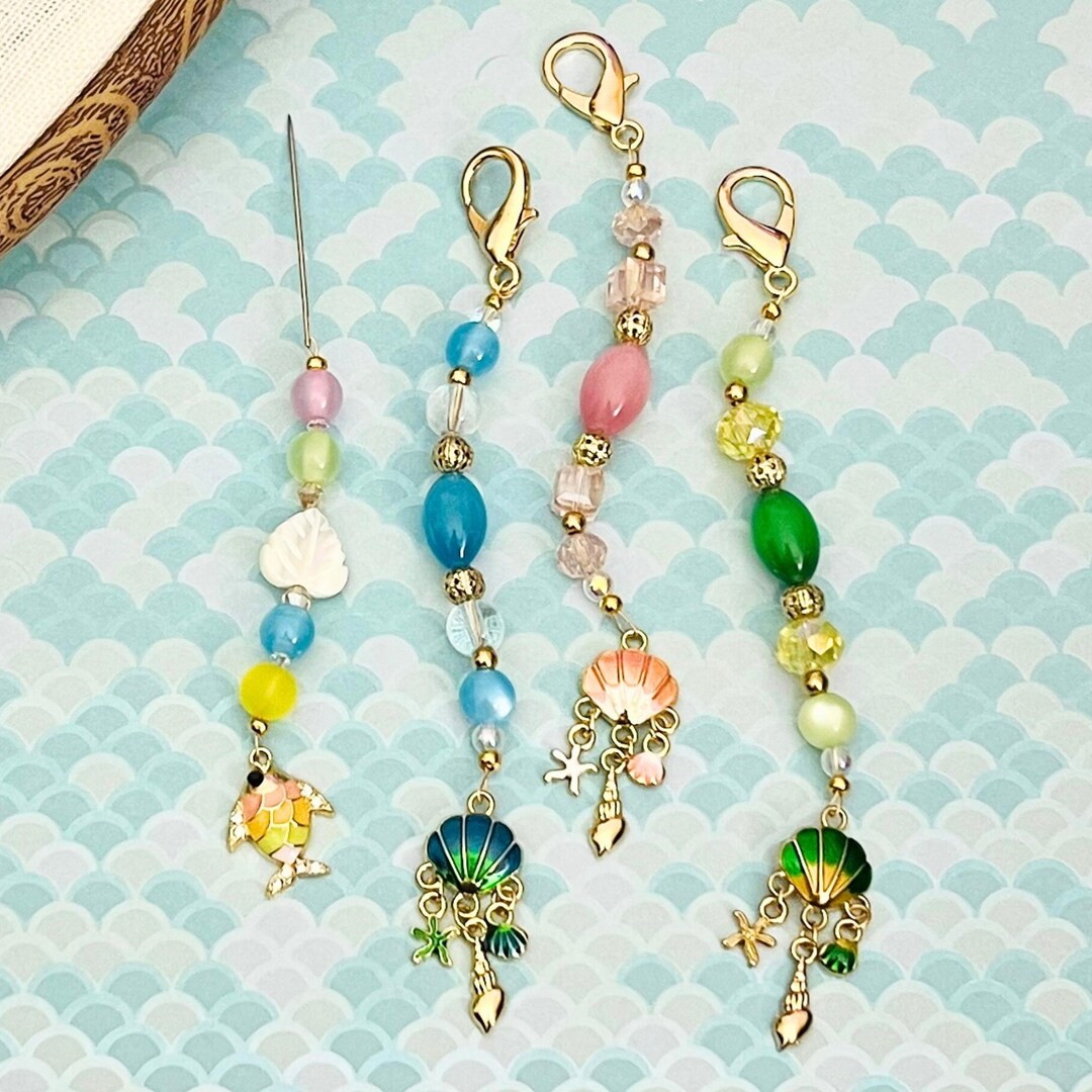Shell and Fish Bead Scissor Fob | Frogger, Stitch Picker, Thread or ...
