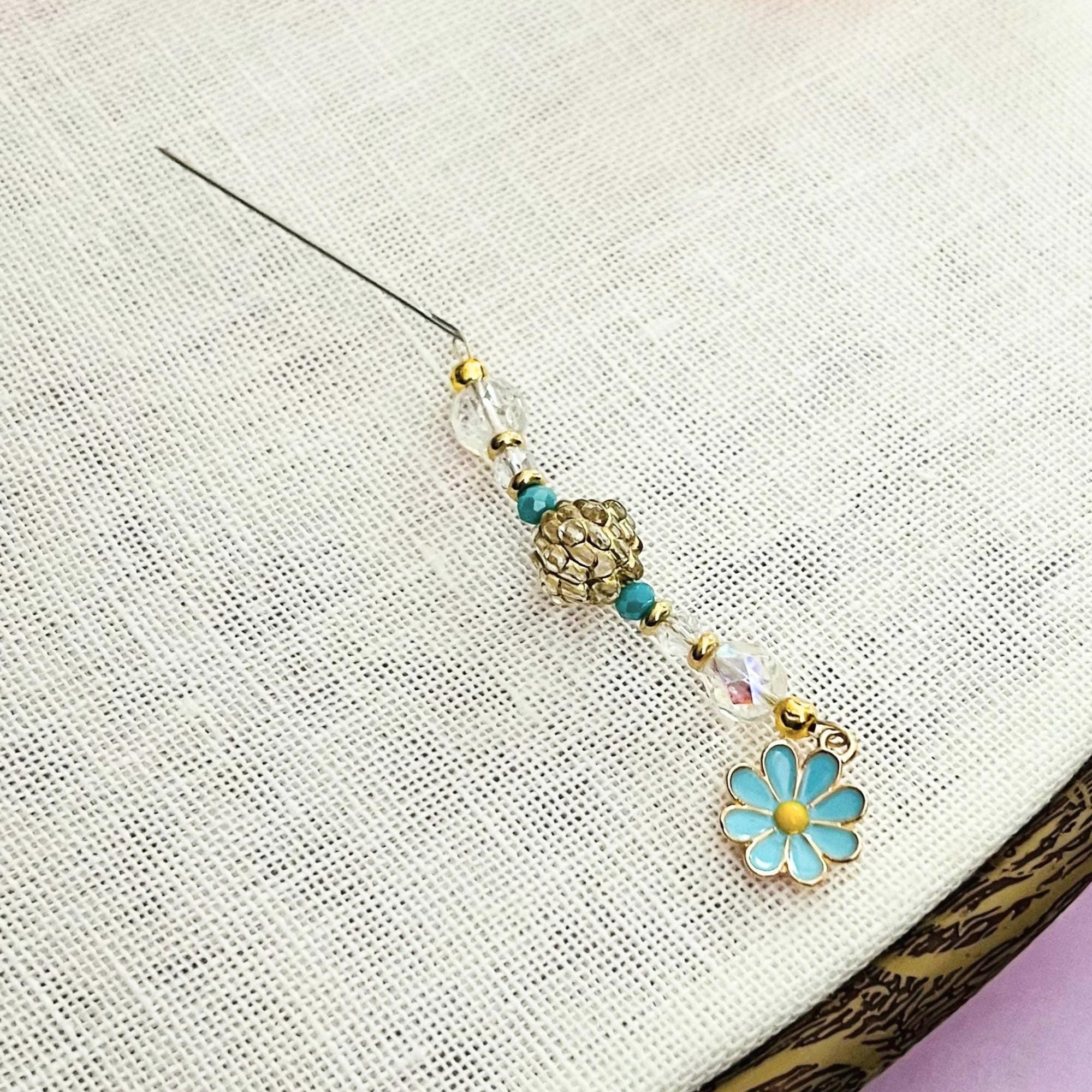 Blue and Gold Accent Flower Charm Bead Scissor Fob | Frogger, Stitch ...