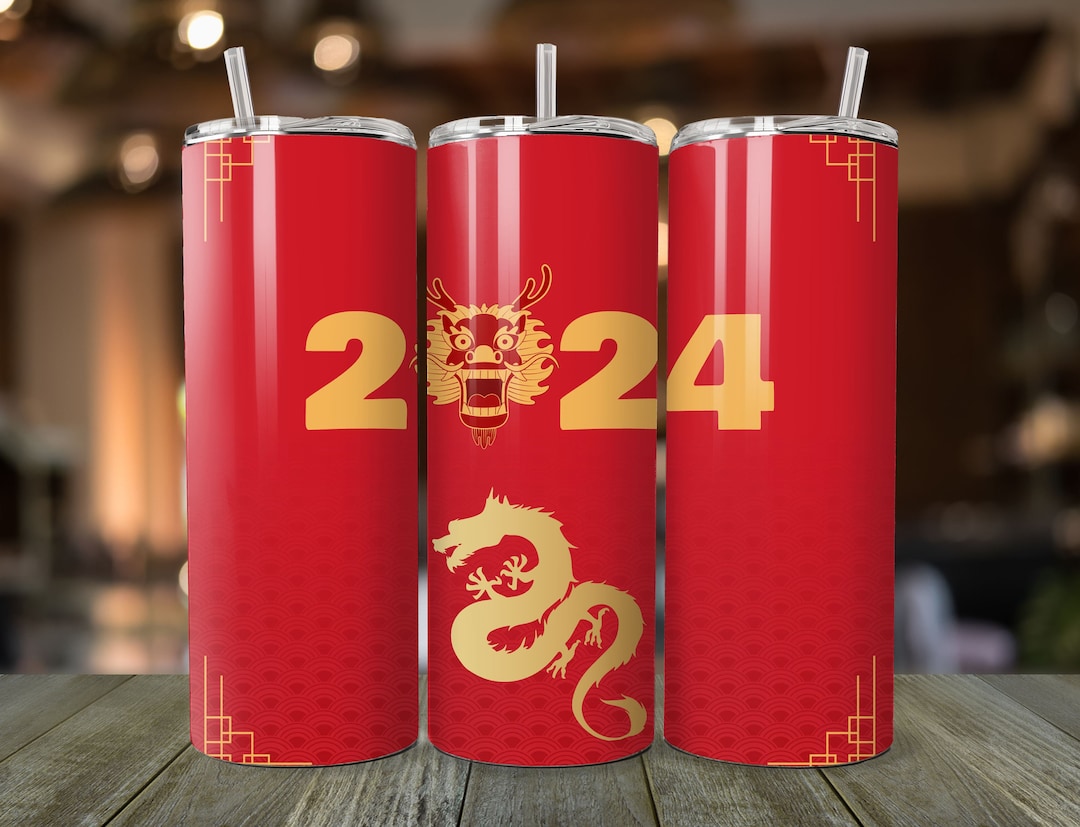Lunar New Year Tumbler Wrap, Year of the Dragon Tumbler PNG, Chinese ...