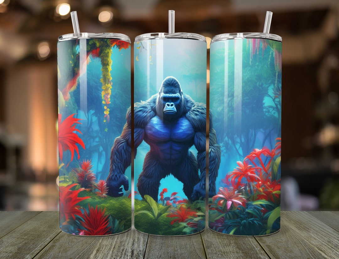 Silverback Gorilla Tumbler Wrap, Realistic Gorilla Art 20oz Png ...