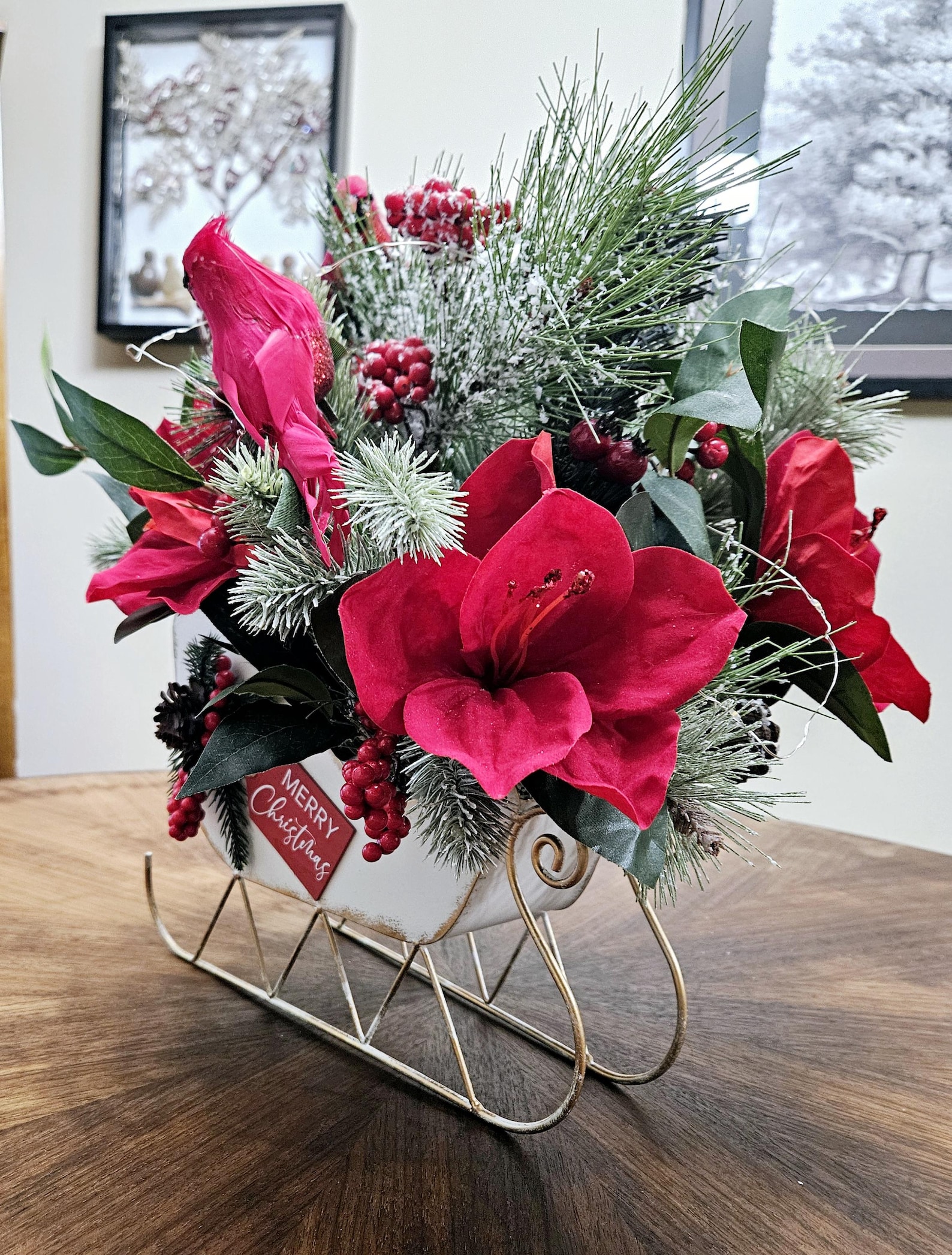 Christmas Sleigh, Santa's Sleigh, Sleigh, Christmas Centerpiece ...