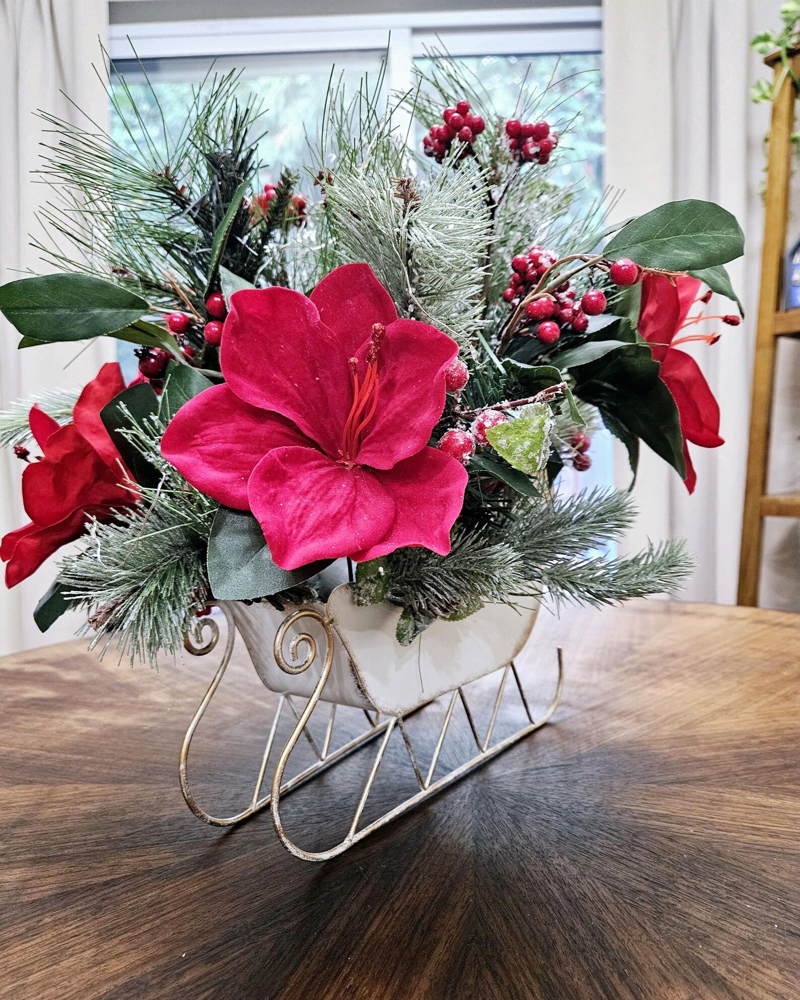 Christmas Sleigh, Santa's Sleigh, Sleigh, Christmas Centerpiece ...