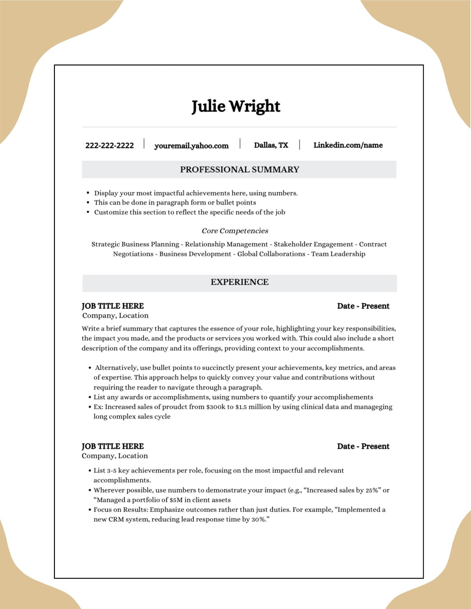 Ats-friendly Resume Template Professional & Editable Job-winning Format ...