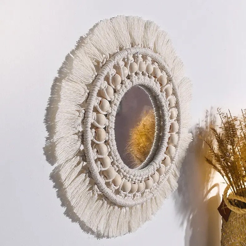 Handmade Macrame Wall Mirror Boho Round Mirror Room Decor for Living ...