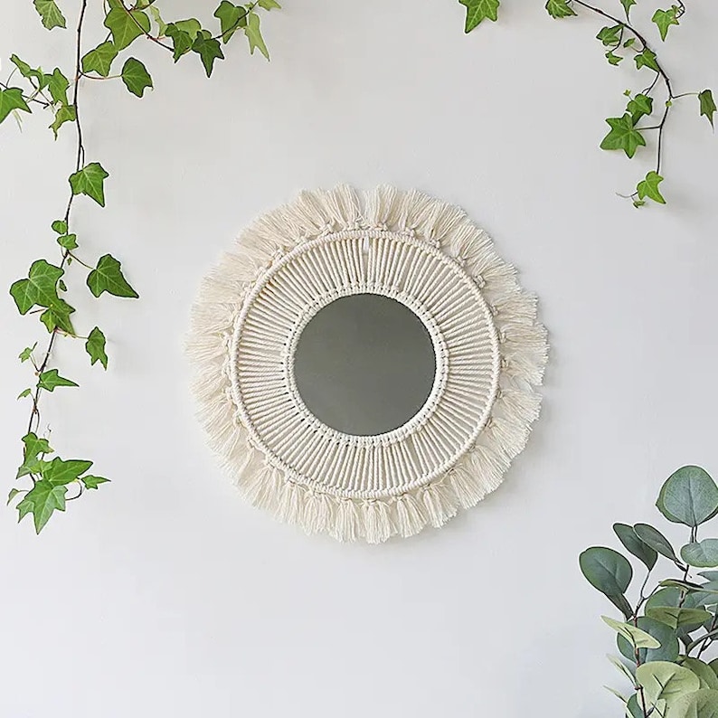 Handmade Macrame Wall Mirror Boho Round Mirror Room Decor for Living ...