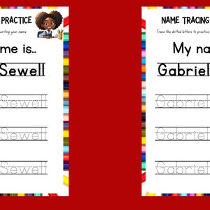 Tracing Letter Pre School Handwriting Custom First and Last Name Kids ...
